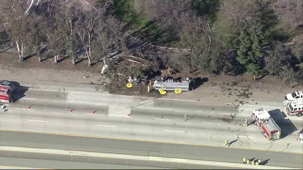 10 Freeway Reopens Hours After Tanker Truck Overturns