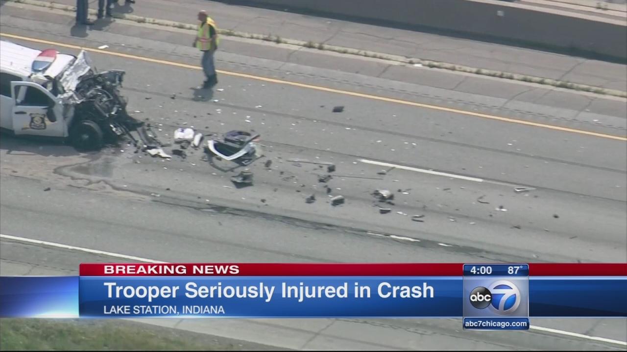 Indiana trooper seriously injured in crash on I-80/94 | abc7chicago.com