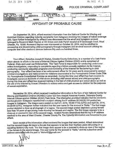 AFFIDAVIT: Priest arrested in Chester County | 6abc.com